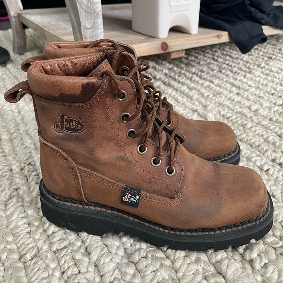 Justin Boots | Shoes | Justin Womens Suede Boots Lace Up Square To Size ...